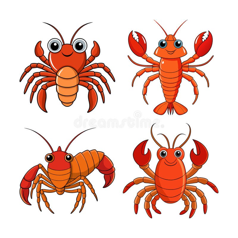 Colorful Callianassa Crustacean Realistic Illustration Stock Vector ...
