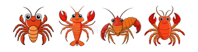 Colorful Callianassa Crustacean Realistic Illustration Stock ...