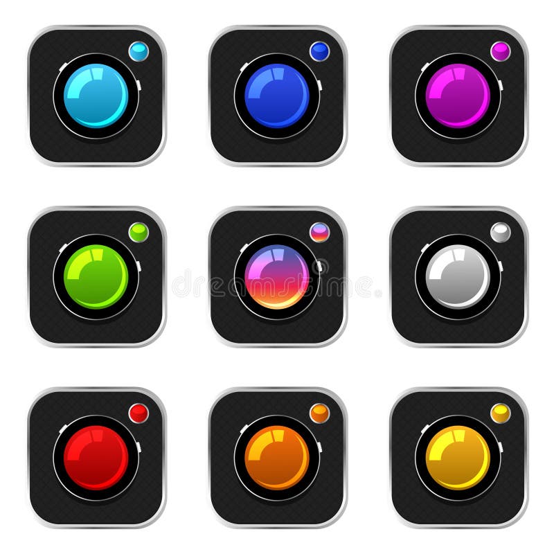 Colorful Camera Icons stock vector. Illustration of gradient - 74511796