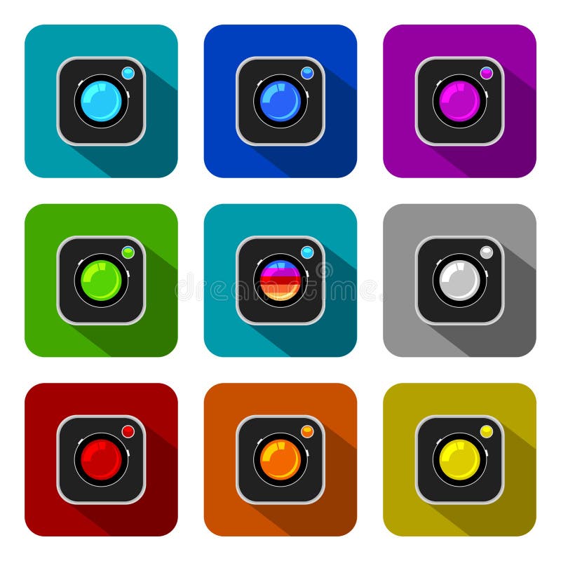 Colorful Camera Icons stock vector. Illustration of camera - 74712844