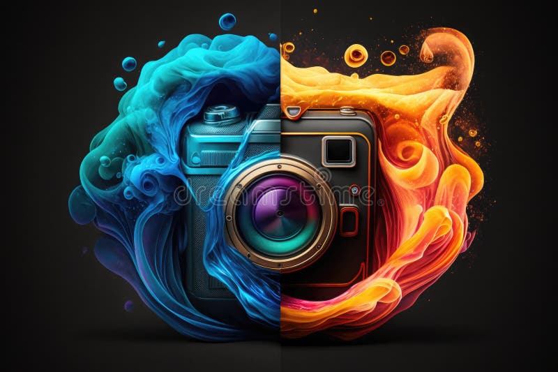 Colorful Camera Roll Icon Black Background. Generative AI Stock ...