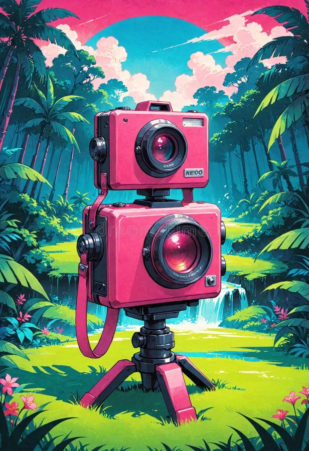 Colorful Camera Setup in Exotic Tropical Landscape Stock Image - Image ...
