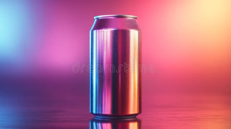 Colorful Can Against Vibrant Background with Reflection Showcasing ...