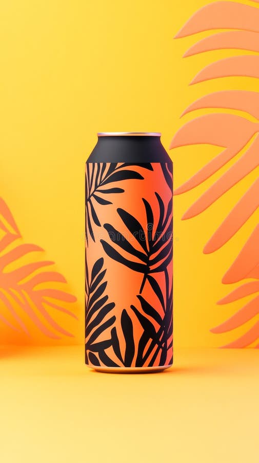 Vibrant Tropical Can with Bold Leaf Design Stock Illustration ...