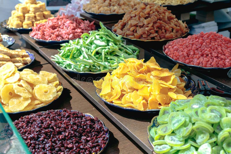 Colorful Candied and Crystallized Fruits Assortment. Stock Photo ...