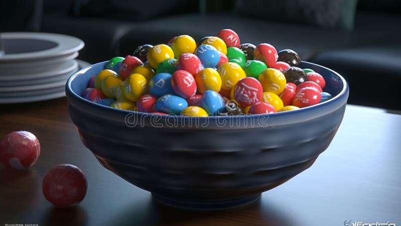 Colorful Candies in Blue Bowl Stock Illustration - Illustration of ...
