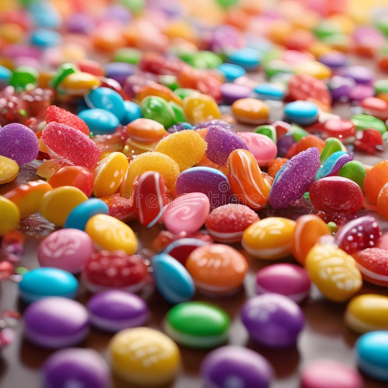 Colorful Candies are Falling on the Tabletop, Forming a Colorful Mound ...