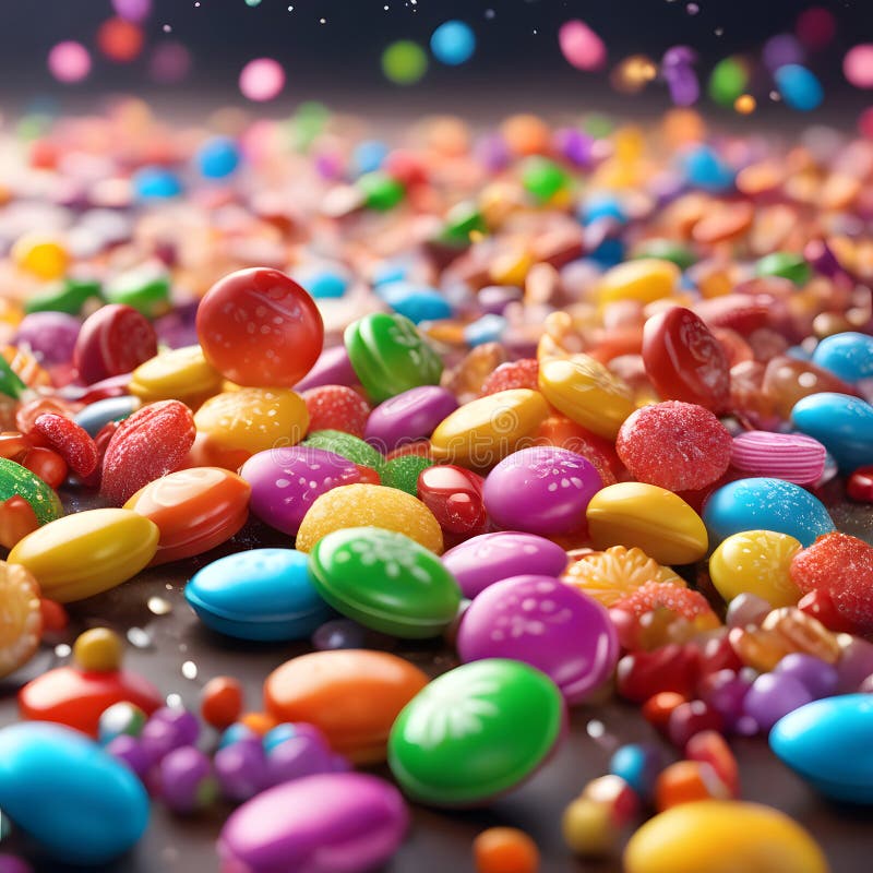 Colorful Candies are Falling on the Tabletop, Forming a Colorful Mound ...