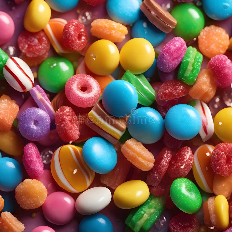 Colorful Candies are Falling on the Tabletop, Forming a Colorful Mound ...
