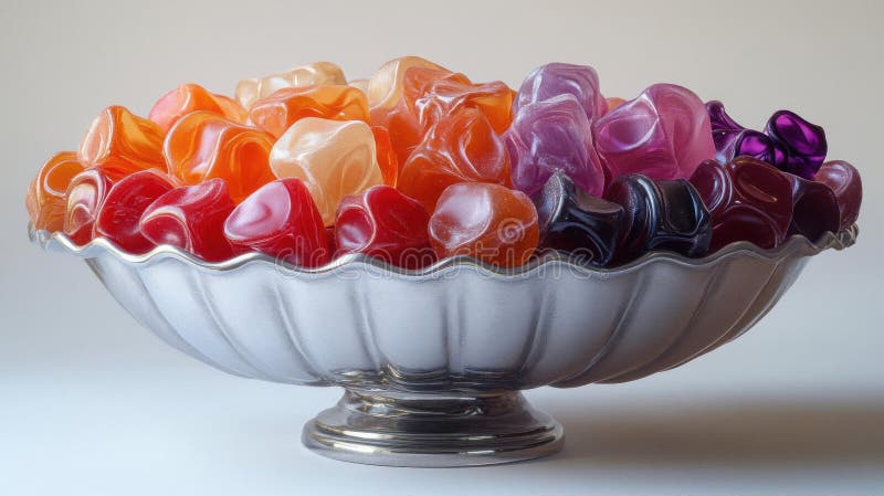 Colorful Candies in Silver Bowl Stock Photo - Image of pastel, delight ...