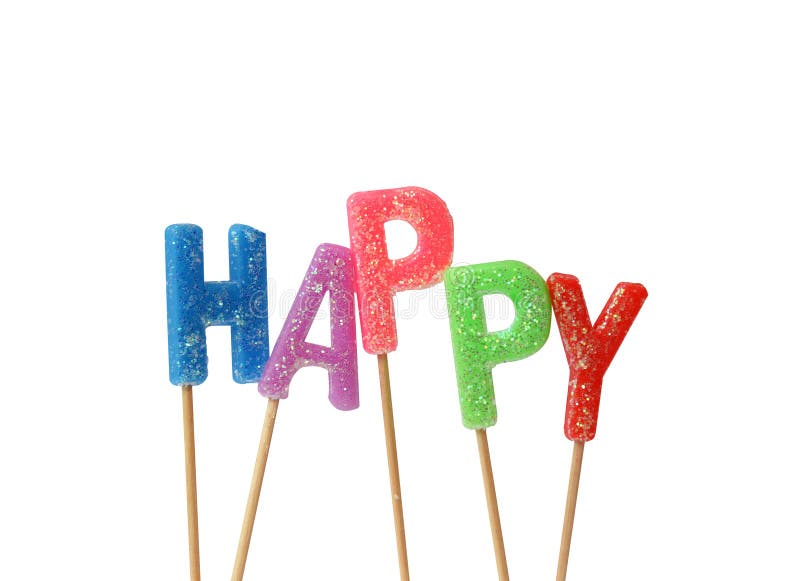 Colorful Candles in Letters Saying Happy, Isolate on White Stock Image ...