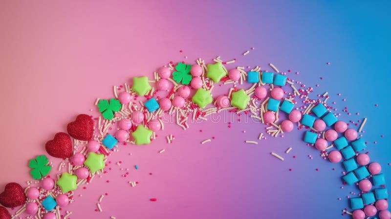 Colorful Candy Assortment Creating a Vibrant Rainbow on a Gradient ...