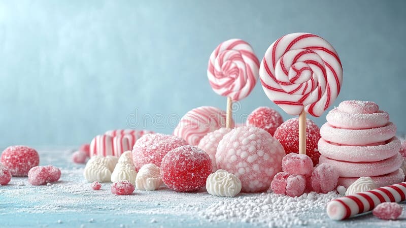 Colorful Candy Assortment on a Light Blue Surface Stock Illustration ...