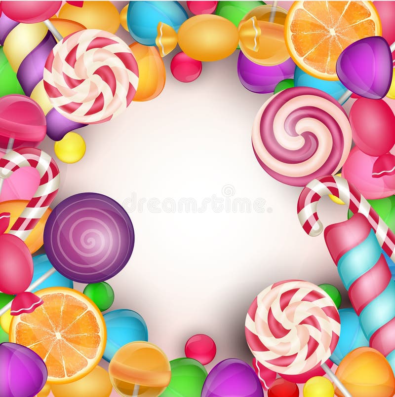 Colorful Candy Background with Realistic Blue Ribbon Stock Vector ...