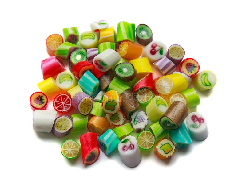 Bulk of Colorful Gummy Jelly Candy Rolls with Sugar, Put on Wood Stock ...