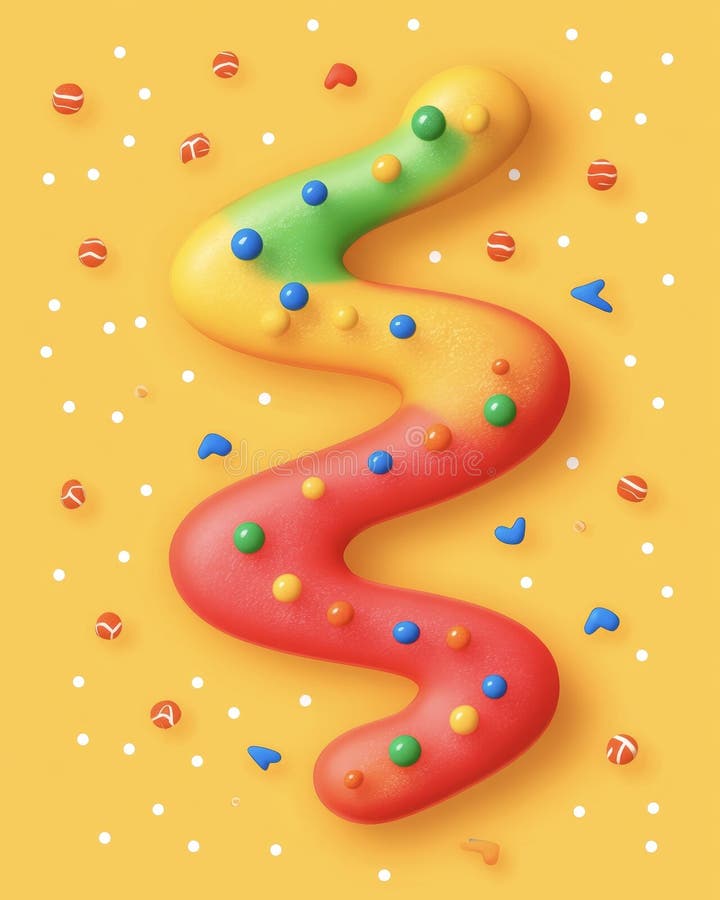 A Colorful Candy Covered Candy Cane with a Rainbow Stripe Stock ...