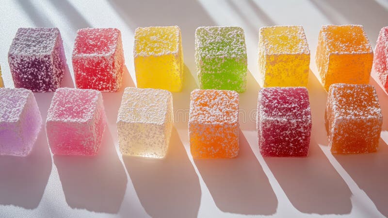 Colorful Candy Cubes Powdered Sugar Top Stock Photos - Free & Royalty ...