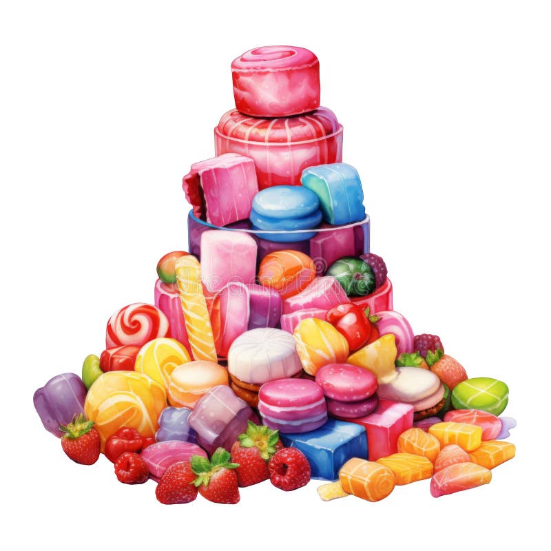 Colorful Candy and Fruit Confectionery Tower Stock Photo - Illustration ...