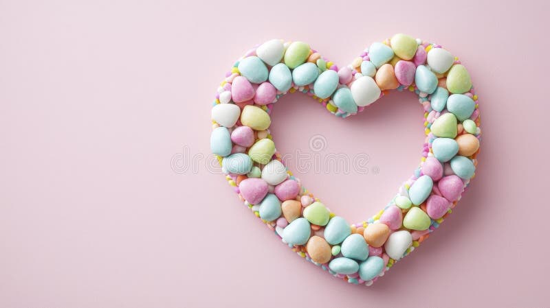 Colorful Candy Heart Shaped Pattern on Pink Background Stock ...
