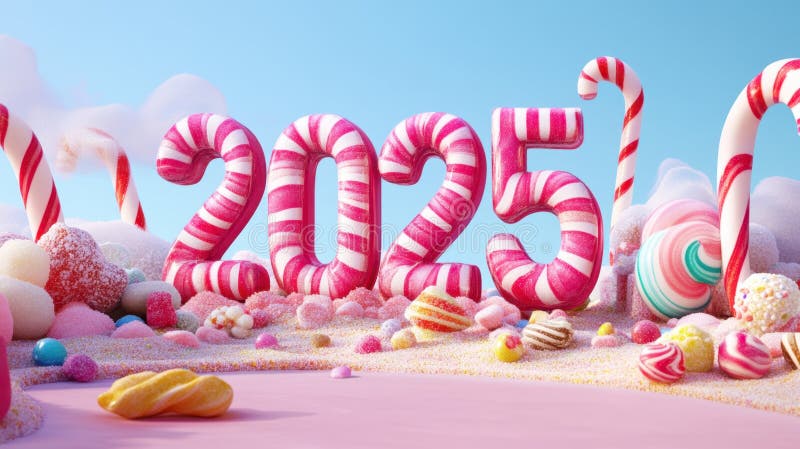 Colorful Candy Land with 2025 Celebration Theme Stock Photo - Image of ...