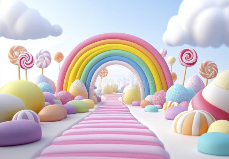 Colorful Candy Land Rainbow Path Illustration Stock Illustration ...
