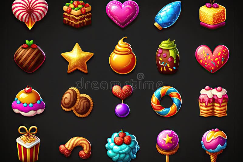 Colorful Candy Land Spritesheet for Slot Game Design. Stock ...