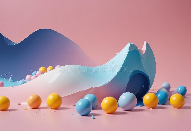 Colorful Candy-like Spheres Scattered on a Pink Stock Illustration ...