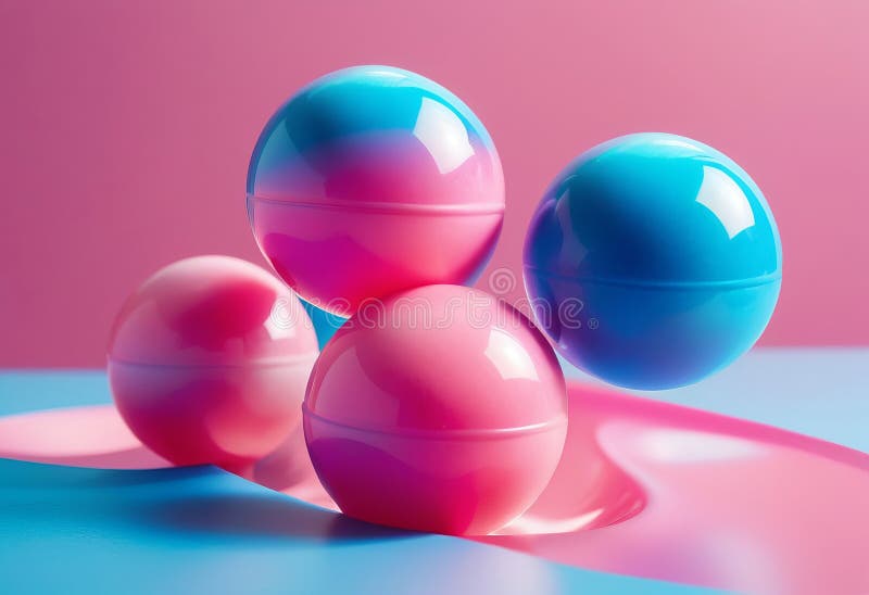 Colorful Candy-like Spheres Scattered on a Pink Stock Illustration ...