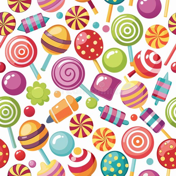 Colorful Candy Lollipop Pattern Stock Illustration - Illustration of ...