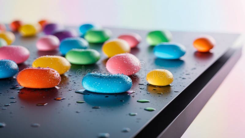 Colorful Candy Pebbles with Sparkling Drops. Stock Image - Image of ...