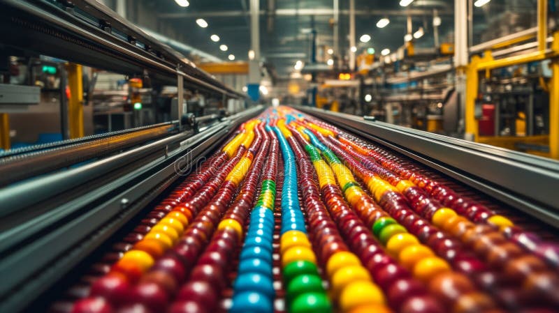 Colorful Candy Production Line in Factory Stock Illustration ...