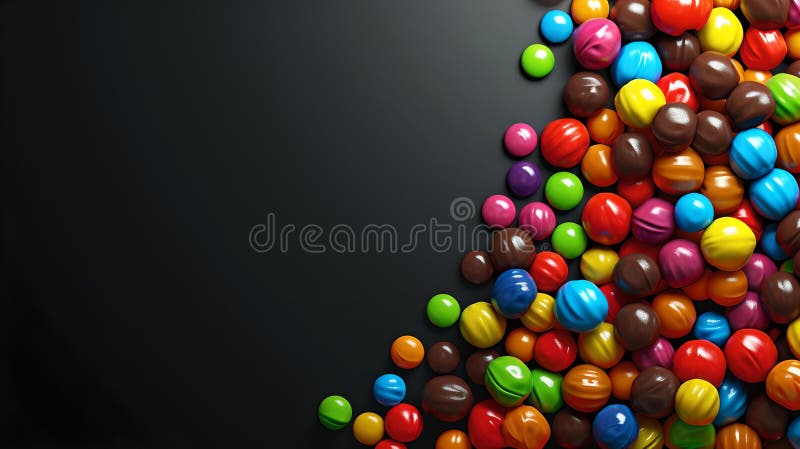 Vibrant Multi-colored Candies Scattered on Dark Background. Ideal for ...