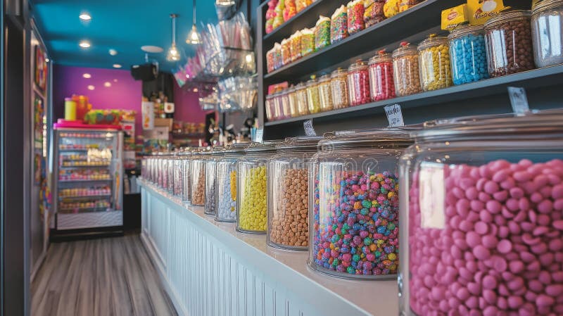 Colorful Candy Shop with Bright Decorations and Assorted Sweets in ...