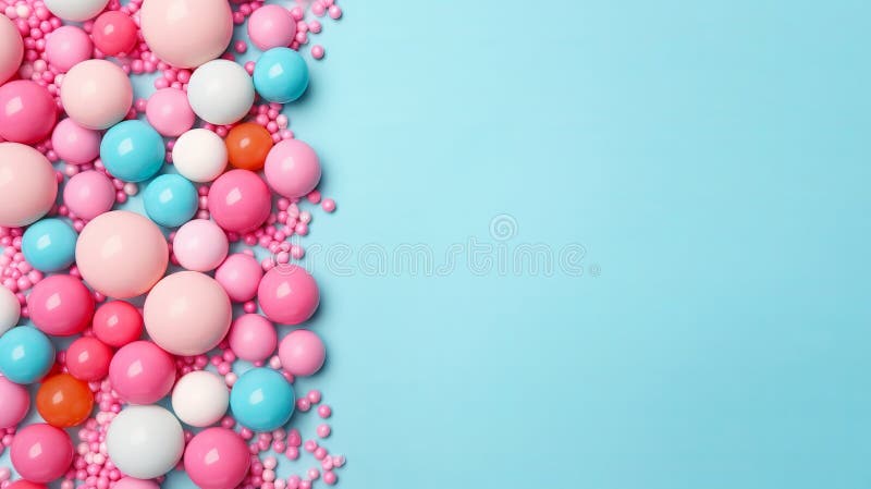 Colorful Candy Spheres Create a Vibrant Pattern on a Pastel Blue ...
