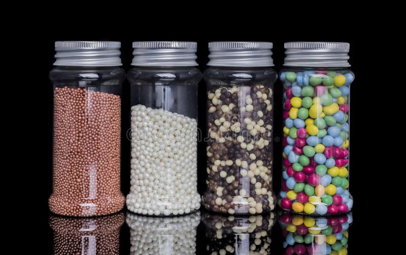 Colorful of Candy Sprinkles in Glass Bottle Stock Image - Image of ...