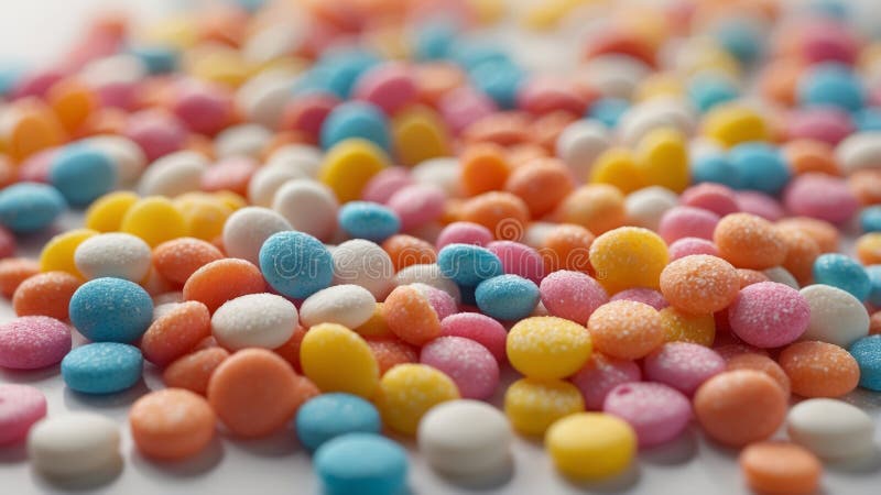 Colorful Candy Sprinkles Scattered on White Surface. Stock Image ...
