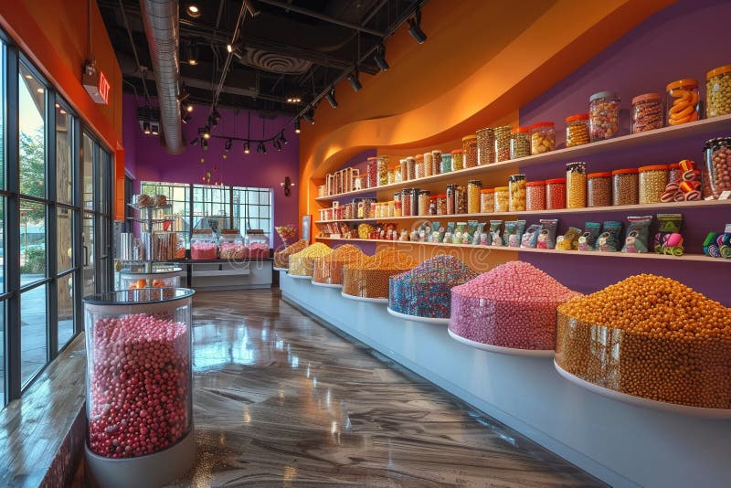 Colorful Candy Store with Playful Displays and Bright Stock Photo ...