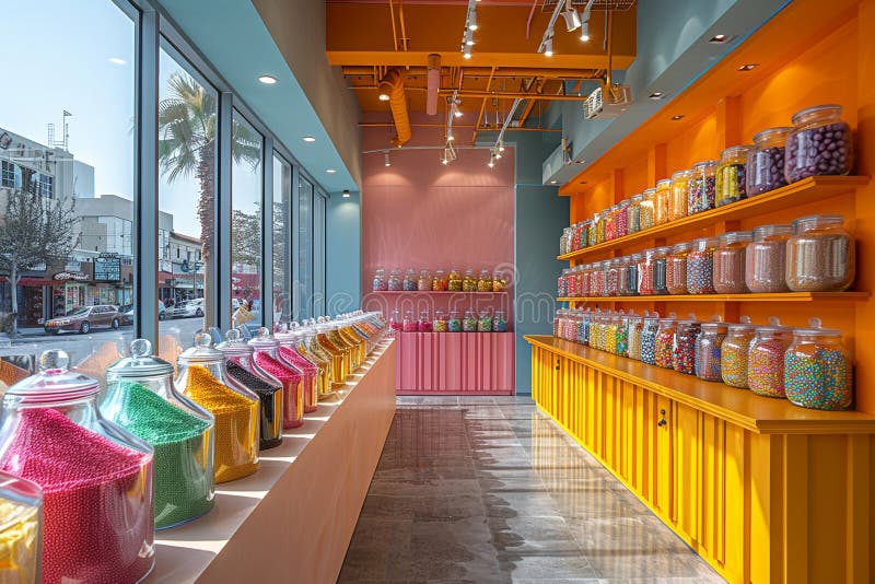 Colorful Candy Store with Playful Displays and Bright Stock Photo ...