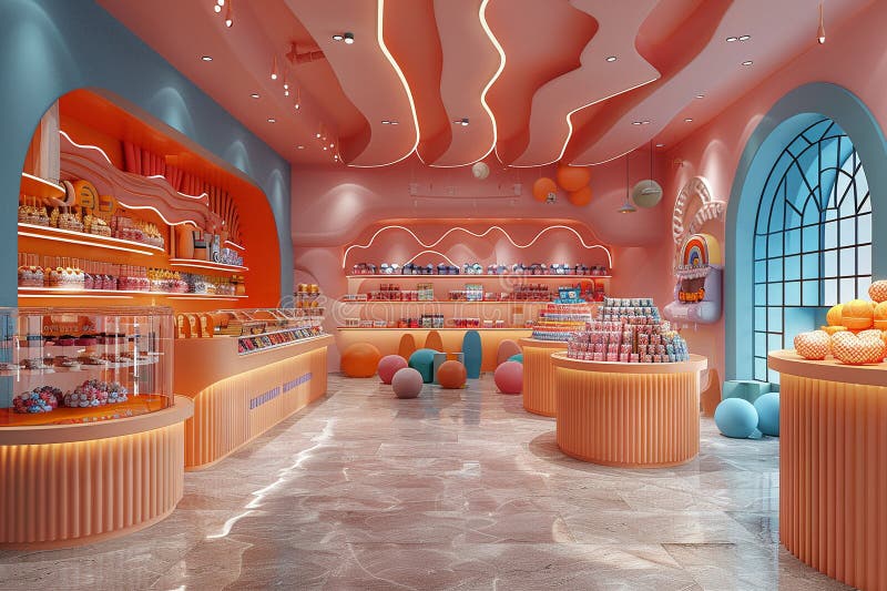 Colorful Candy Store with Playful Displays and Bright Stock ...