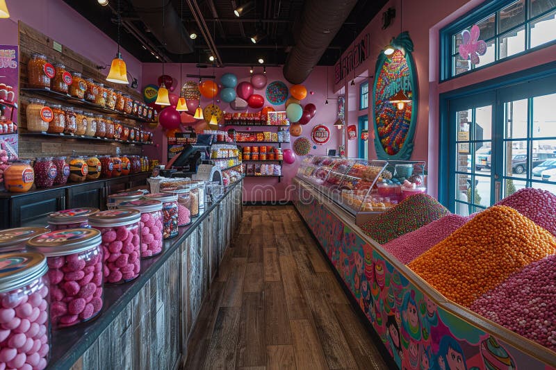 Colorful Candy Store with Playful Displays and Bright Stock Photo ...