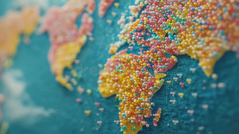 Colorful Candy World Map Rotating Slowly Stock Video - Video of design ...