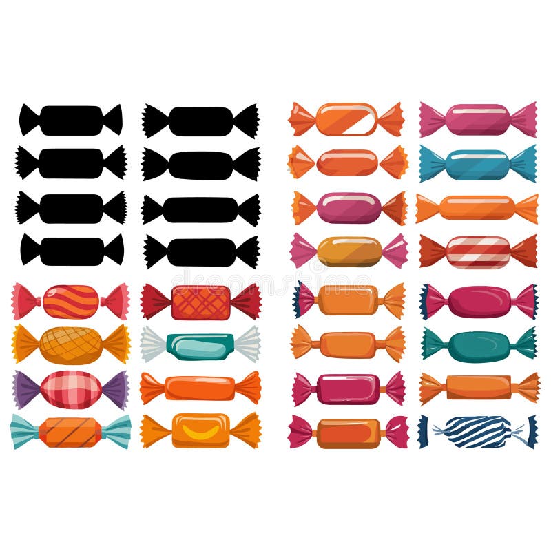 Colorful Candy Wrappers Vector Collection Stock Vector - Illustration ...
