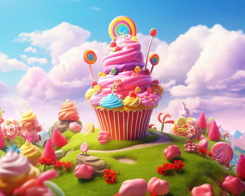 Colorful Candyland Background With Ice Cream Stock Illustration