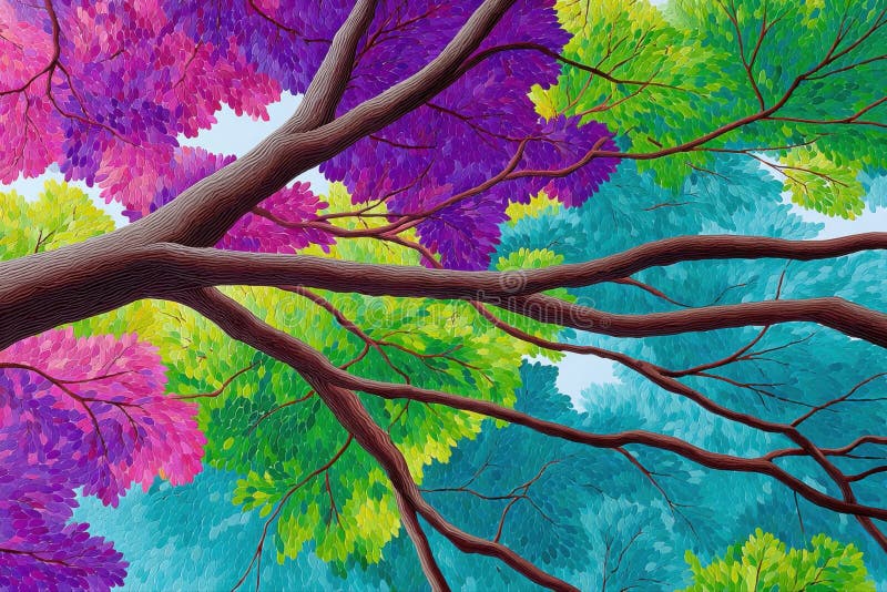 Colorful Canopy: a Vibrant View of the Trees Stock Illustration ...