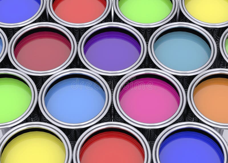 Colorful Cans - 3D stock illustration. Illustration of liquid - 53072878