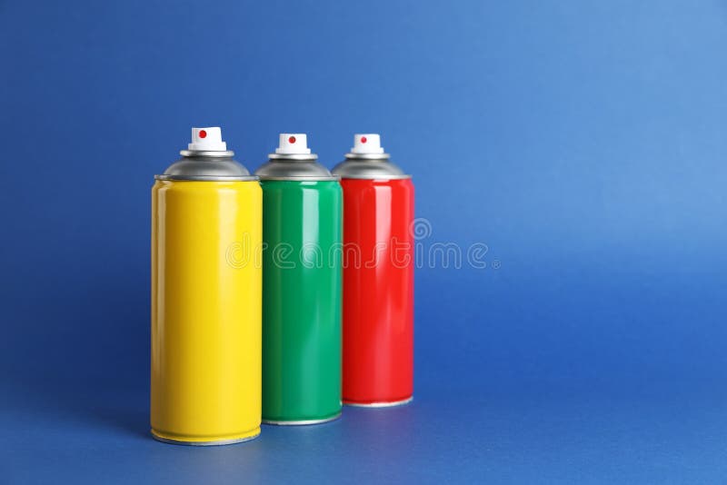 Colorful Cans of Spray Paints on Red Background Stock Image - Image of ...