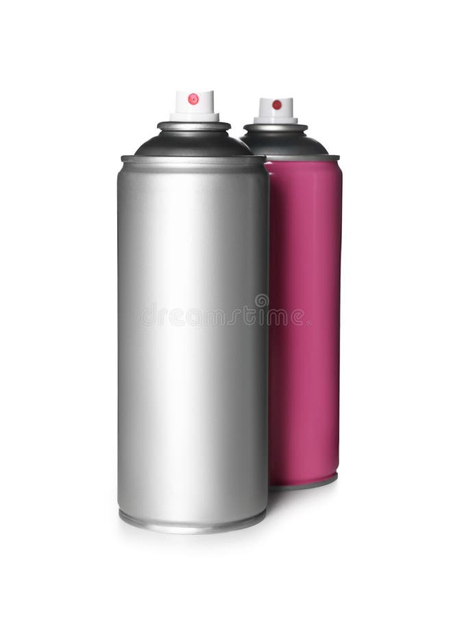 Colorful Cans of Spray Paints on White Background Stock Illustration ...