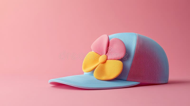 Colorful Cap with Flower Design on a Pink Background. Stock Photo ...