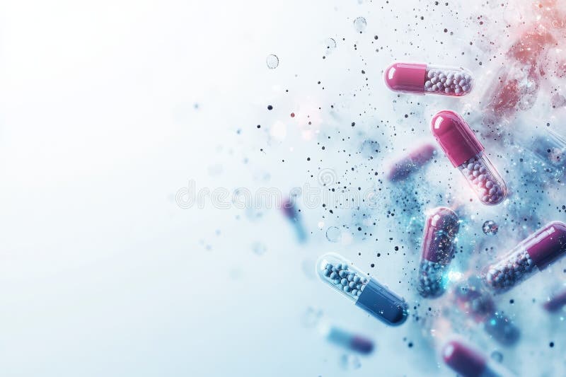 Colorful Capsules Exploding with Particles in a Dynamic Display of ...