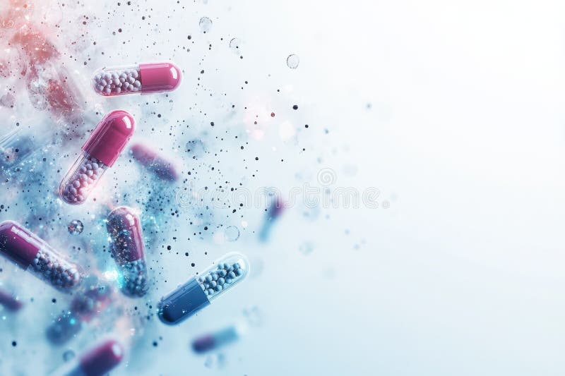 Colorful Capsules Exploding with Particles in a Dynamic Display of ...